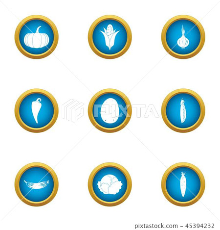 Emit icons set, flat style - Stock Illustration [45394232] - PIXTA