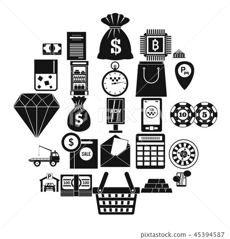 Hard cash icons set, simple style - Stock Illustration [45394587] - PIXTA