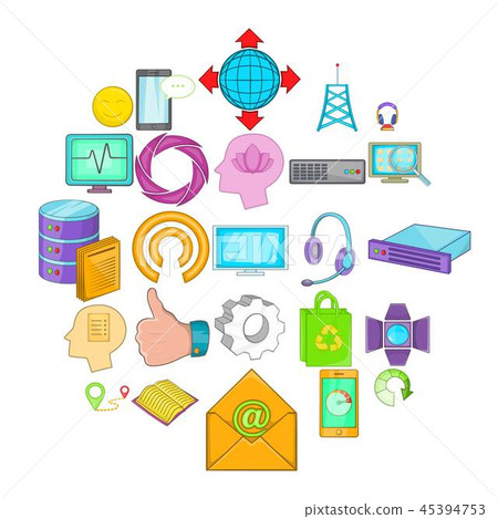 Mobile connection icons set, cartoon style - Stock Illustration ...