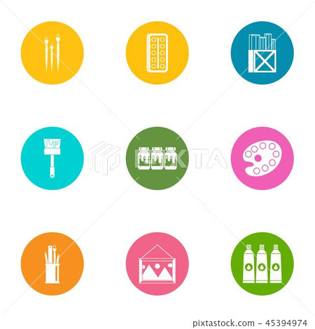 Bright color icons set, flat style - Stock Illustration [45394974] - PIXTA