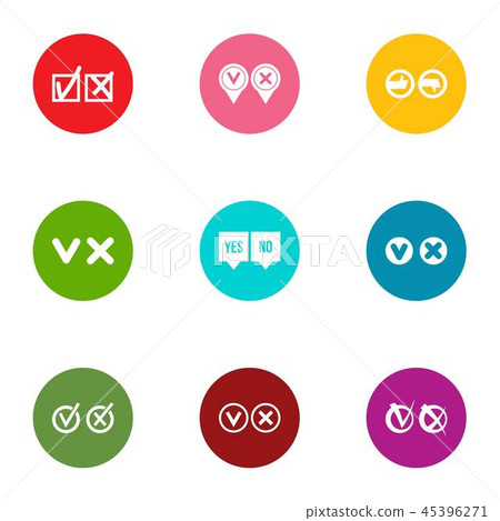 Tick icons set, flat style - Stock Illustration [45396271] - PIXTA