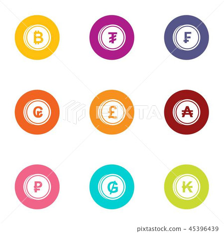 Monetary system icons set, flat style - Stock Illustration [45396439 ...