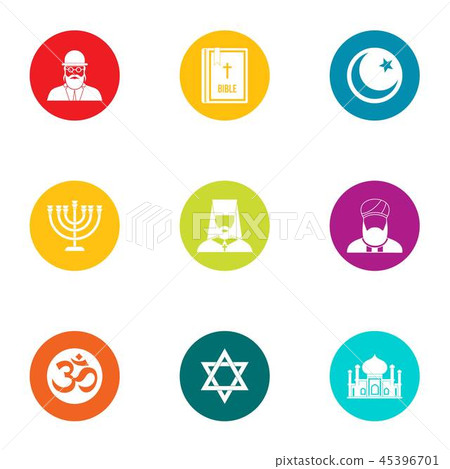 Faith icons set, flat style - Stock Illustration [45396701] - PIXTA
