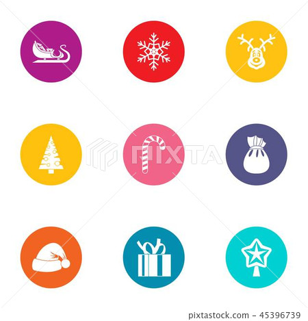 Yule icons set, flat style - Stock Illustration [45396739] - PIXTA