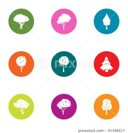 Crown tree icons set, flat style - Stock Illustration [45396817] - PIXTA