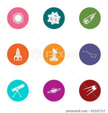 Starlight observation icons set, flat style - Stock Illustration ...