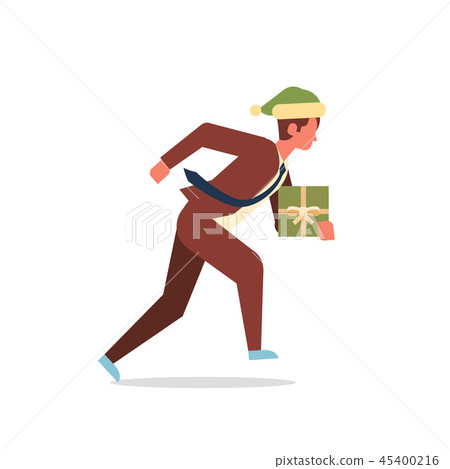 businessman running hold present gift box male... - Stock Illustration ...