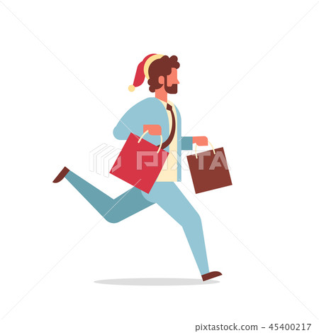 businessman running hold shopping bags packages... - Stock Illustration ...