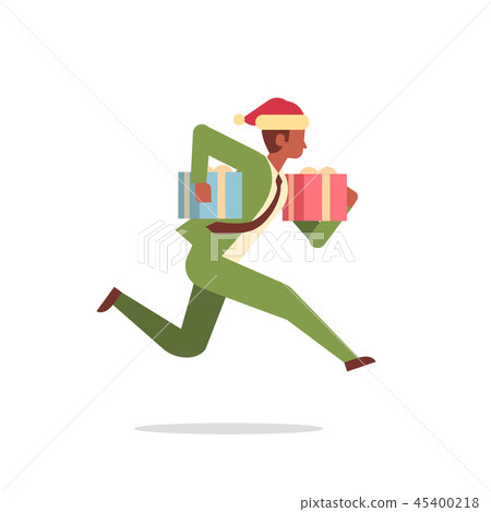 businessman running hold present gift box male... - Stock Illustration ...