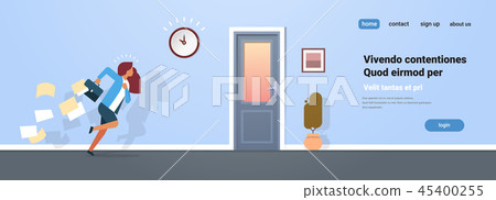 businesswoman running with falling papers from... - Stock Illustration ...