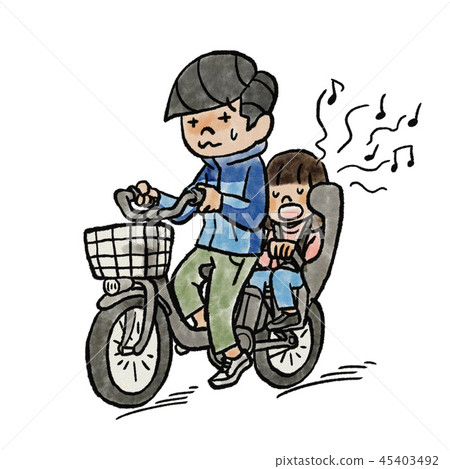 Girl singing on a bicycle - Stock Illustration [45403492] - PIXTA