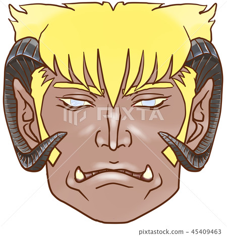 Yellow demon's face - Stock Illustration [45409463] - PIXTA