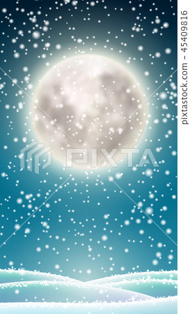 Winter background, big moon on winter sky - Stock Illustration ...
