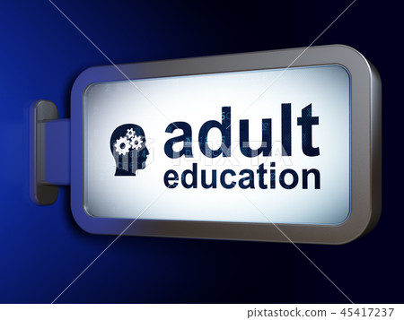 Studying concept: Adult Education and Head With... - Stock Illustration ...