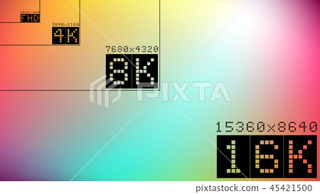 Ultra high hd resolution 16k comparison mock up - Stock Illustration ...