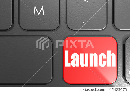 Launch word on square keyboard button - Stock Illustration [45423073 ...