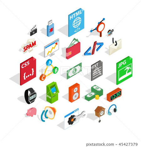 Digital age icons set, isometric style - Stock Illustration [45427379 ...