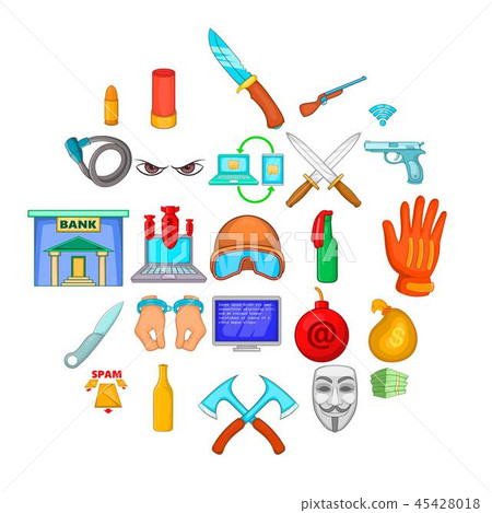 Offense icons set, cartoon style - Stock Illustration [45428018] - PIXTA