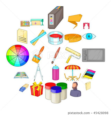 Artist icons set, cartoon style - Stock Illustration [45428098] - PIXTA