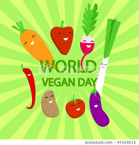 World vegan day concept background, flat style - Stock Illustration ...