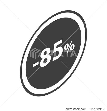 Minus 85 percent sale black emblem icon,... - Stock Illustration ...