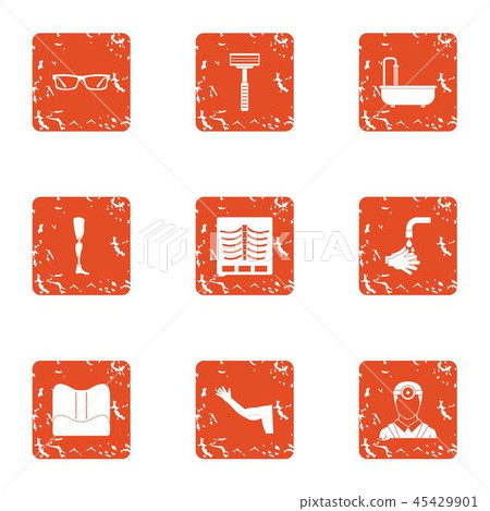 Broken body icons set, grunge style - Stock Illustration [45429901] - PIXTA
