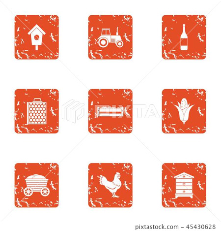Rural area icons set, grunge style - Stock Illustration [45430628] - PIXTA