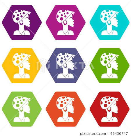 African woman icons set 9 vector - Stock Illustration [45430747] - PIXTA