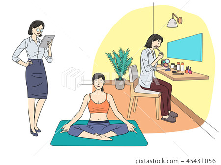 Different human daily life, ordinary and... - Stock Illustration ...