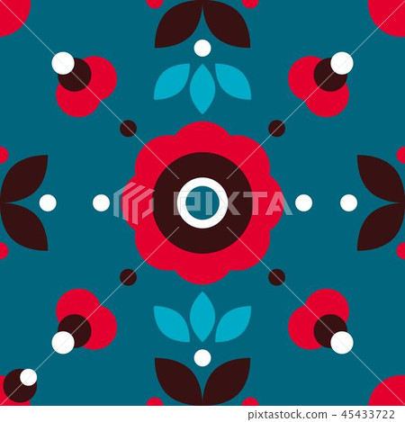 Simple Folk Floral seamless pattern - Stock Illustration [45433722] - PIXTA