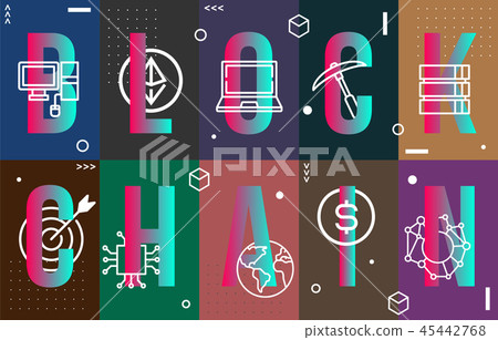 Blockchain colorful concept, network technology - Stock Illustration ...