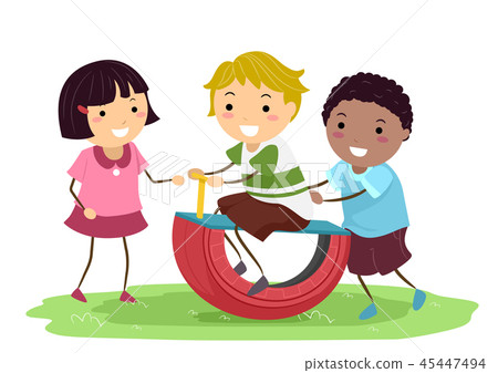 Stickman Kids Tire Rocker Illustration-插圖素材 [45447494] - PIXTA圖庫