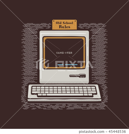 Old Personal Computer. Retro PC icon emblem... - Stock Illustration ...