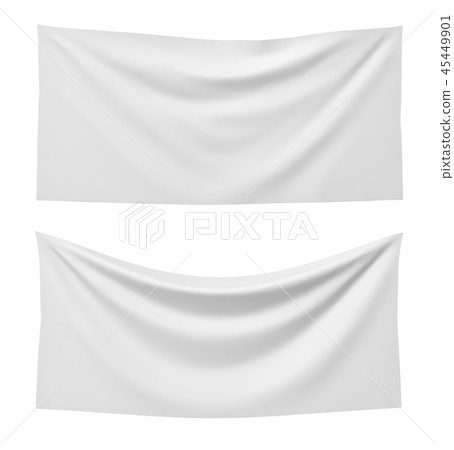 3d rendering of two white rectangle flags, one... - Stock Illustration ...
