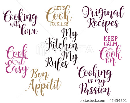 Cooking lettering set. vector illustration. - Stock Illustration ...