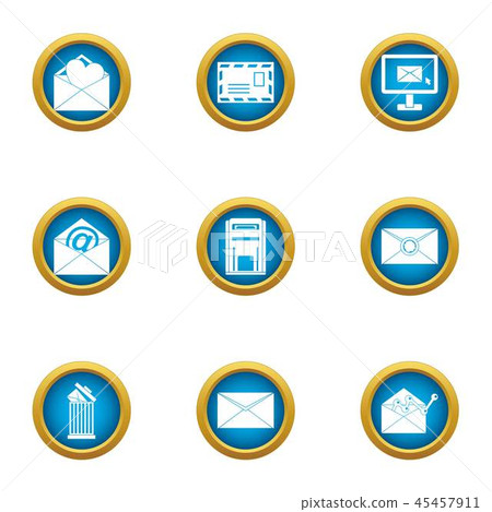 Letter delivery icons set, flat style - Stock Illustration [45457911 ...