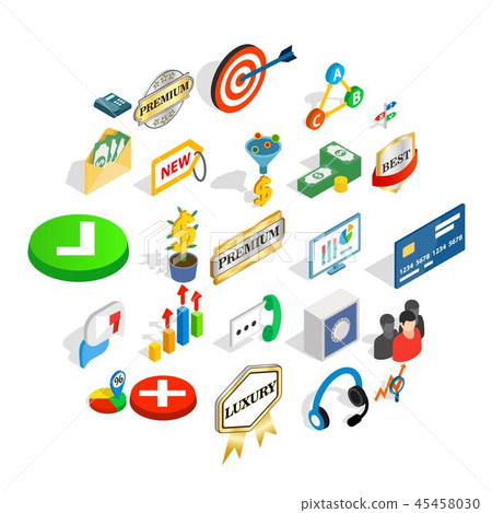 Financial center icons set, isometric style - Stock Illustration ...