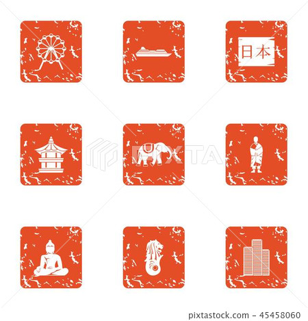 Chinese style icons set, grunge style - Stock Illustration [45458060 ...