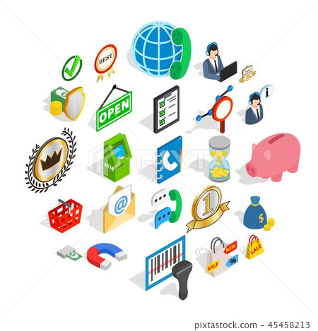 Finance center icons set, isometric style - Stock Illustration ...