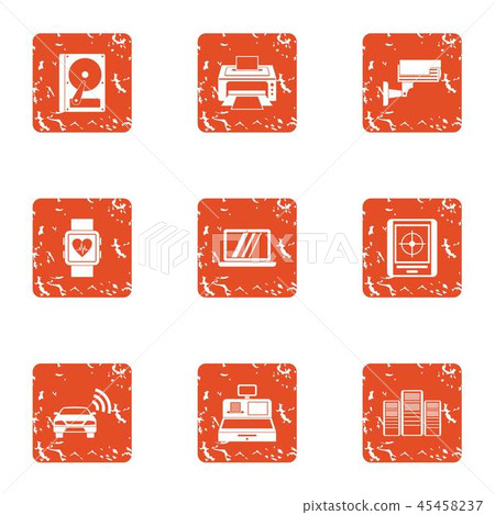 Informatization icons set, grunge style-插圖素材 [45458237] - PIXTA圖庫
