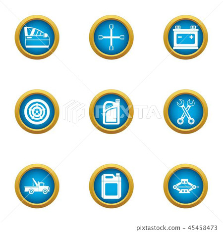 Old shop icons set, flat style-插圖素材 [45458473] - PIXTA圖庫