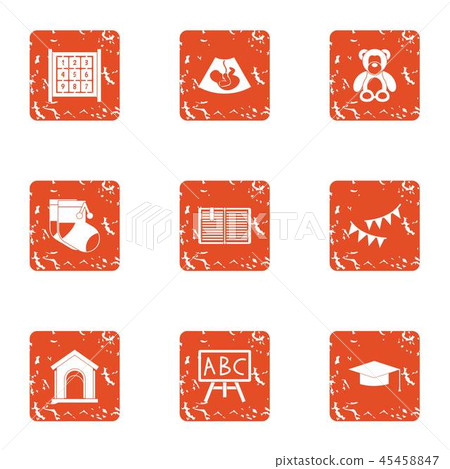 Secondary school icons set, grunge style - Stock Illustration [45458847 ...