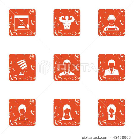 Fascination icons set, grunge style - Stock Illustration [45458903] - PIXTA
