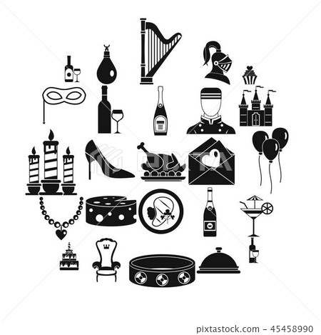 Banquet hall icons set, simple style - Stock Illustration [45458990 ...