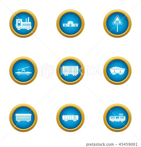 Railway service icons set, flat style - Stock Illustration [45459001 ...