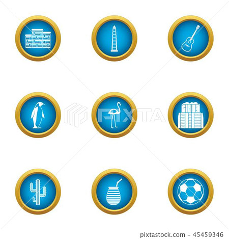 Representative of continent icons set, flat style - Stock Illustration ...
