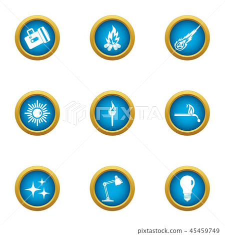 Artificial lighting icons set, flat style - Stock Illustration ...