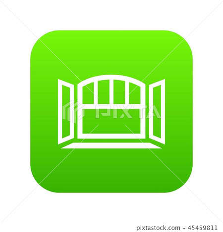 Open semicircular window frame icon green vector - Stock Illustration ...