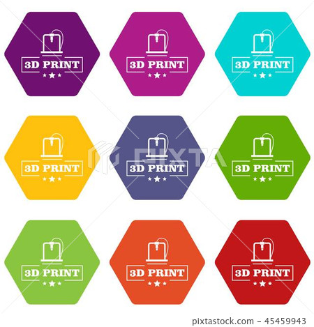 Production 3d printing icons set 9 vector - Stock Illustration ...
