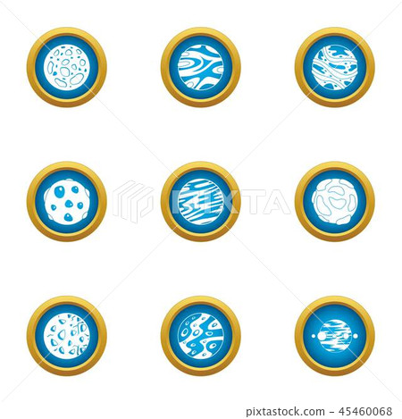 Space stone icons set, flat style - Stock Illustration [45460068] - PIXTA